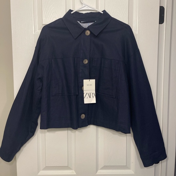 Zara | Jackets & Coats | Zara Womens Linen Blend Jacket New With Tags ...
